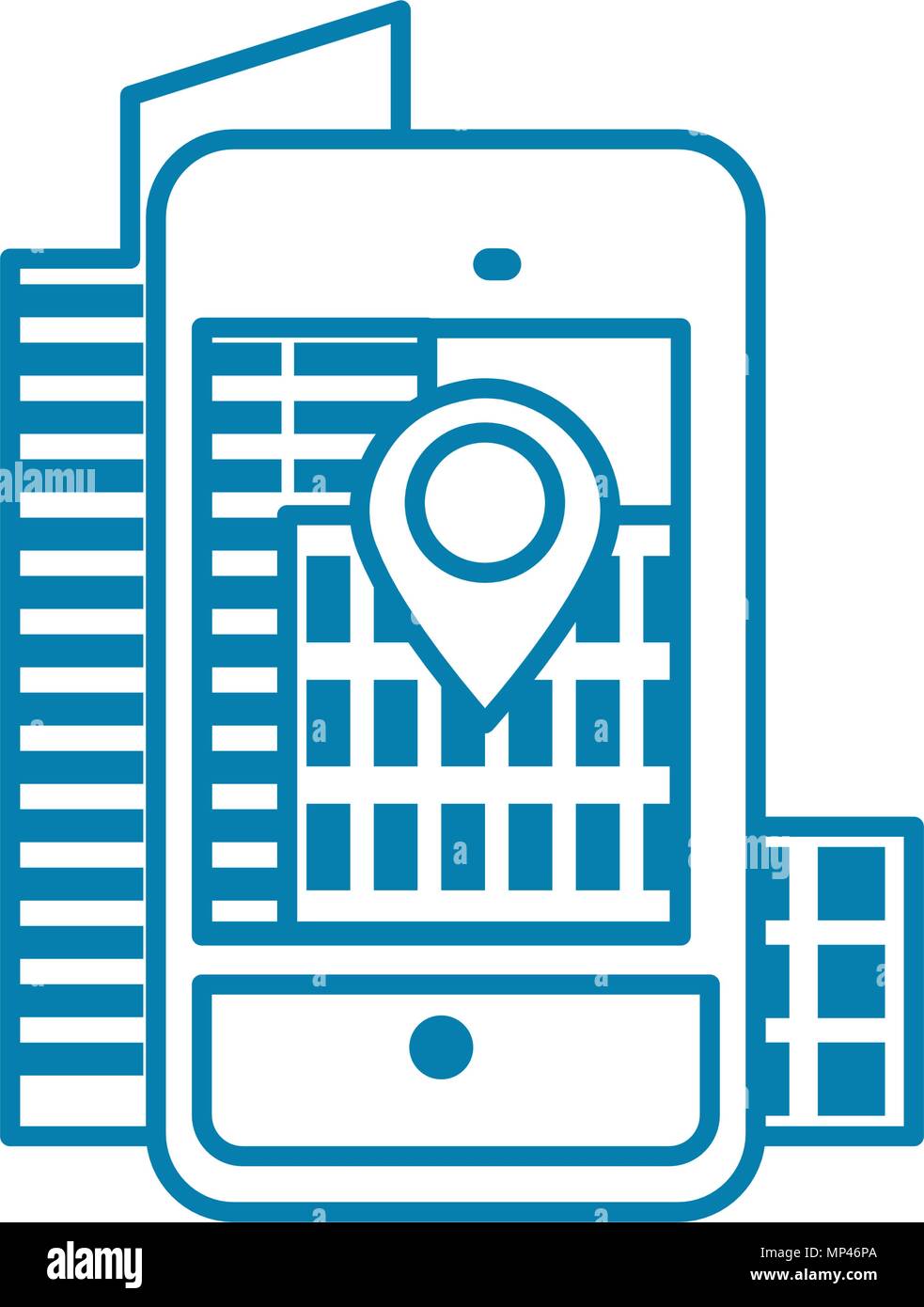 Mobile navigation linear icon concept. Mobile navigation line vector ...