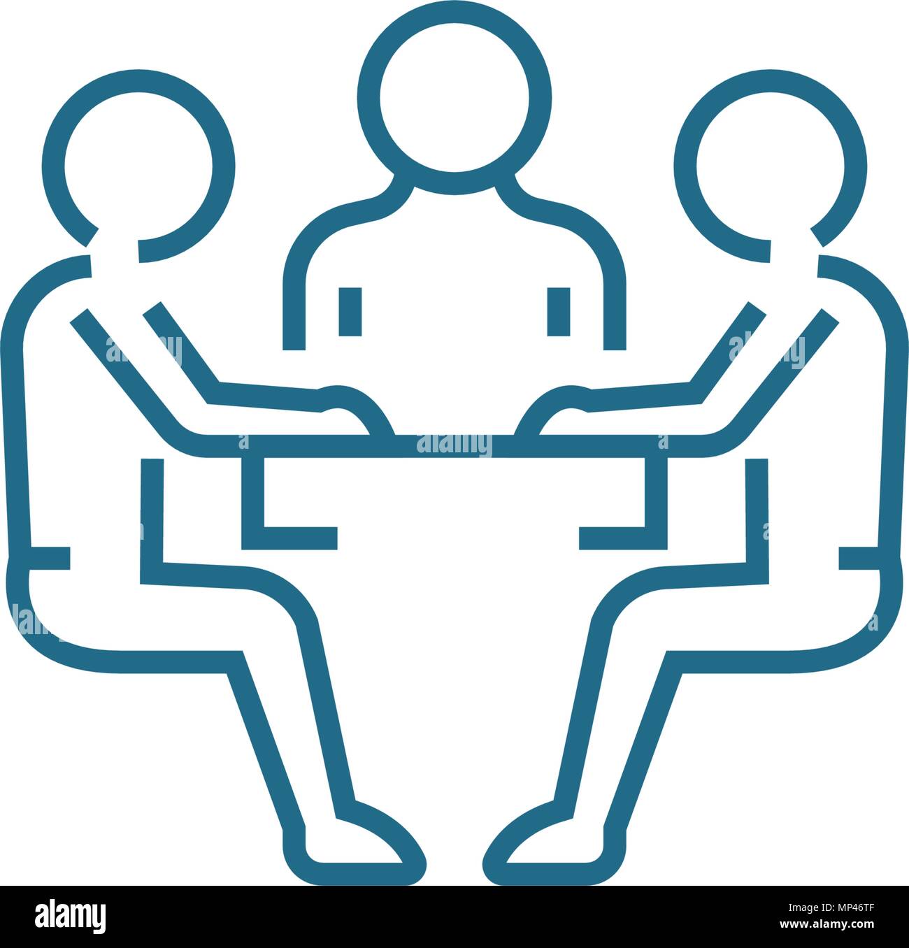 Negotiating table linear icon concept. Negotiating table line vector ...