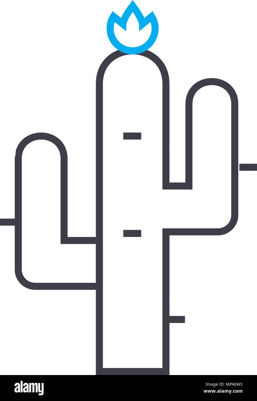 North american cactus linear icon concept. North american cactus line ...