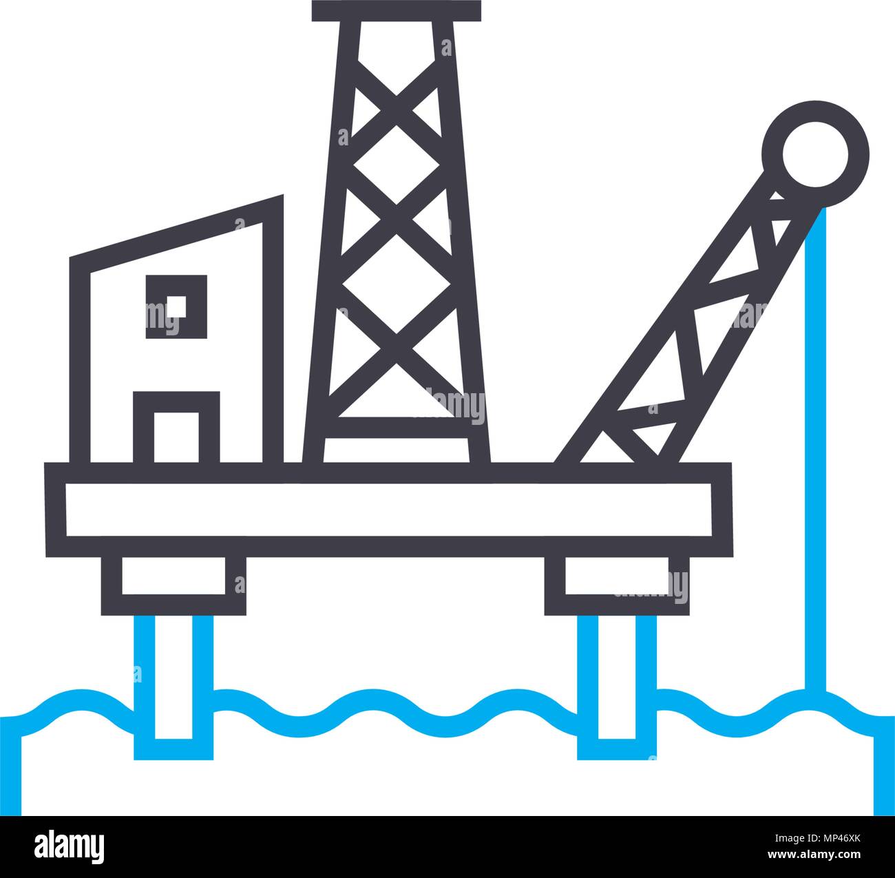 Offshore oil industry linear icon concept. Offshore oil industry line ...