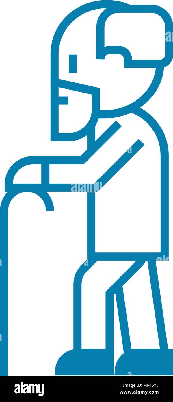 Old age linear icon concept. Old age line vector sign, symbol ...