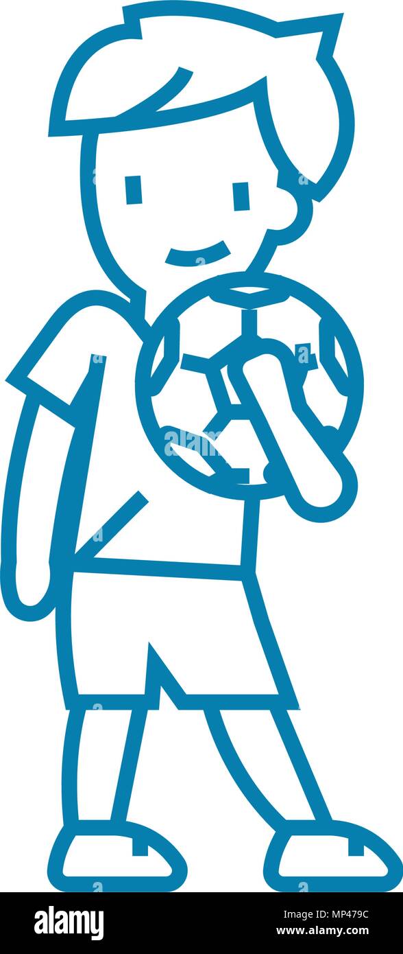 Playing football linear icon concept. Playing football line vector sign ...