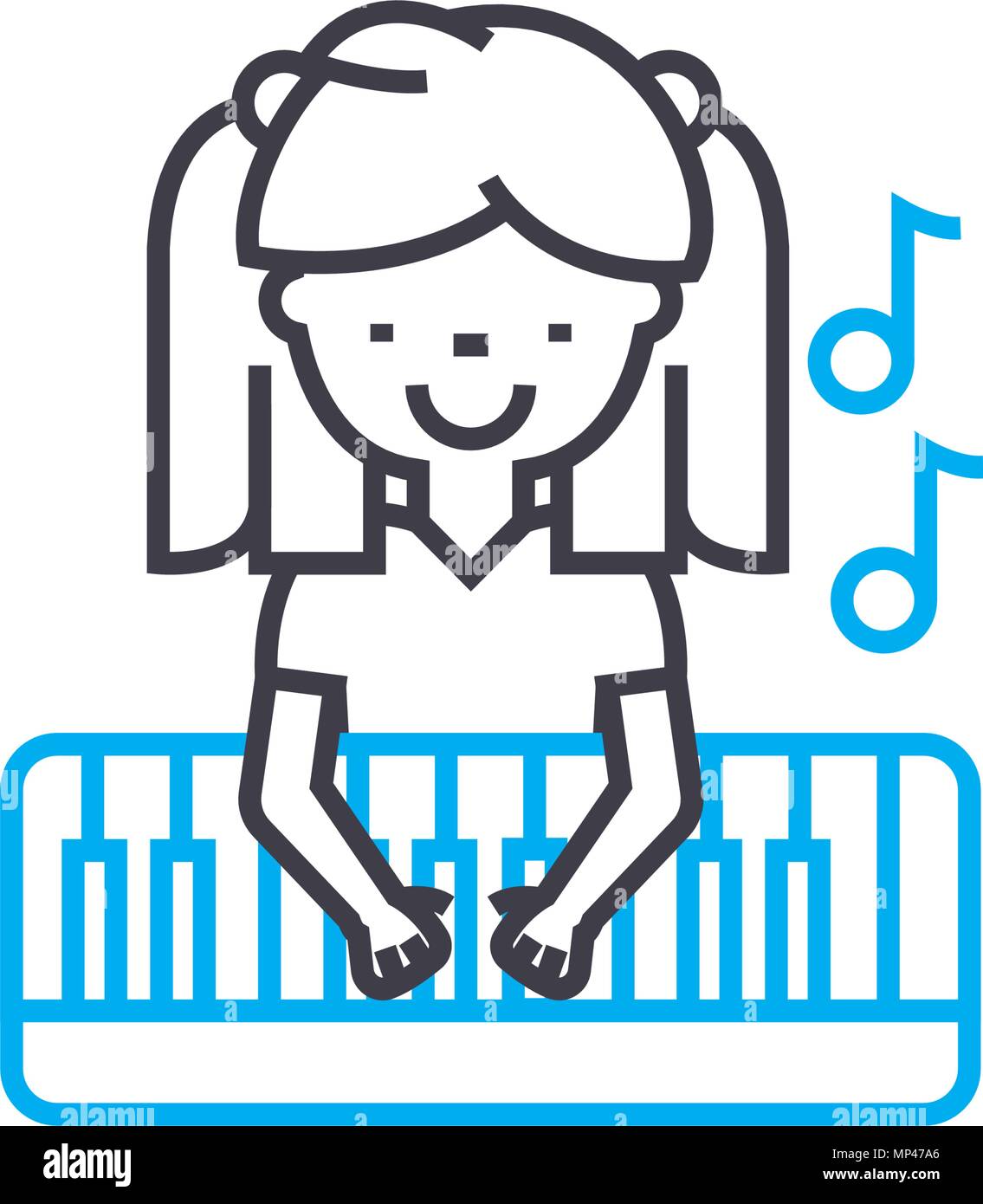 Playing piano linear icon concept. Playing piano line vector sign ...