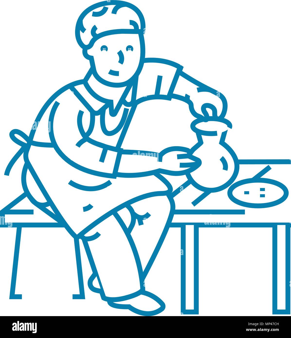 Pottery linear icon concept. Pottery line vector sign, symbol ...