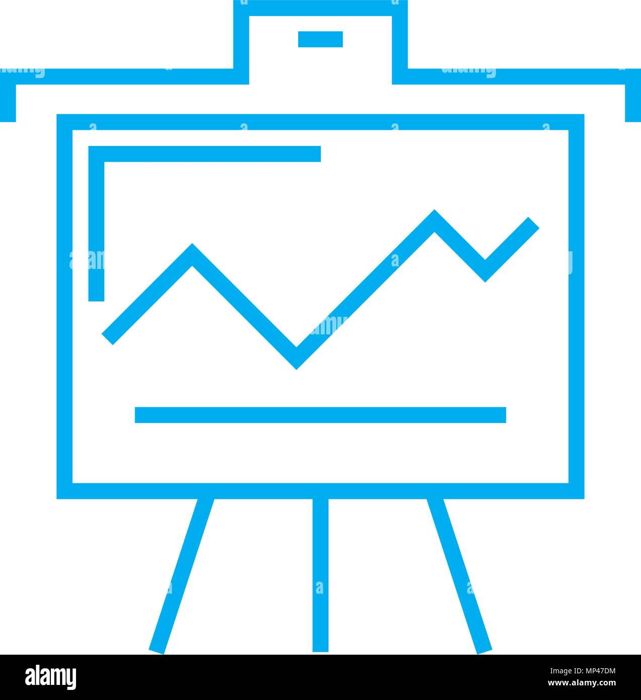 Presenting interim results linear icon concept. Presenting interim ...