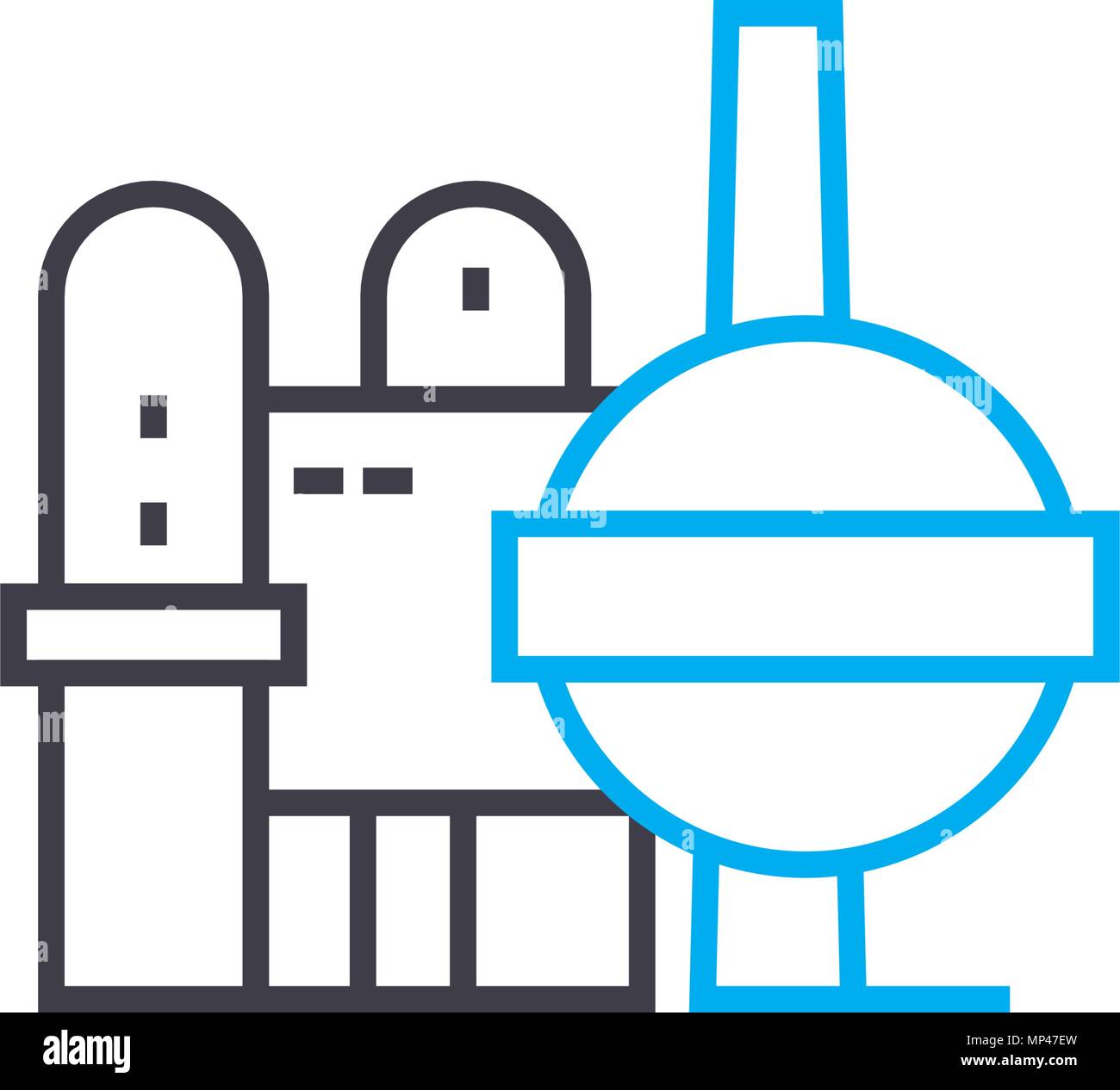 Production complex linear icon concept. Production complex line vector ...