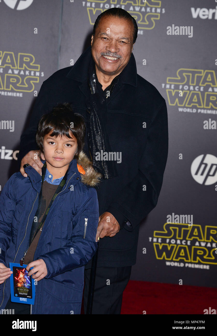 Finnegan, Billy Dee Williams, Hanako Williams 270 at the Star Wars The Force Awakens Premiere at ...