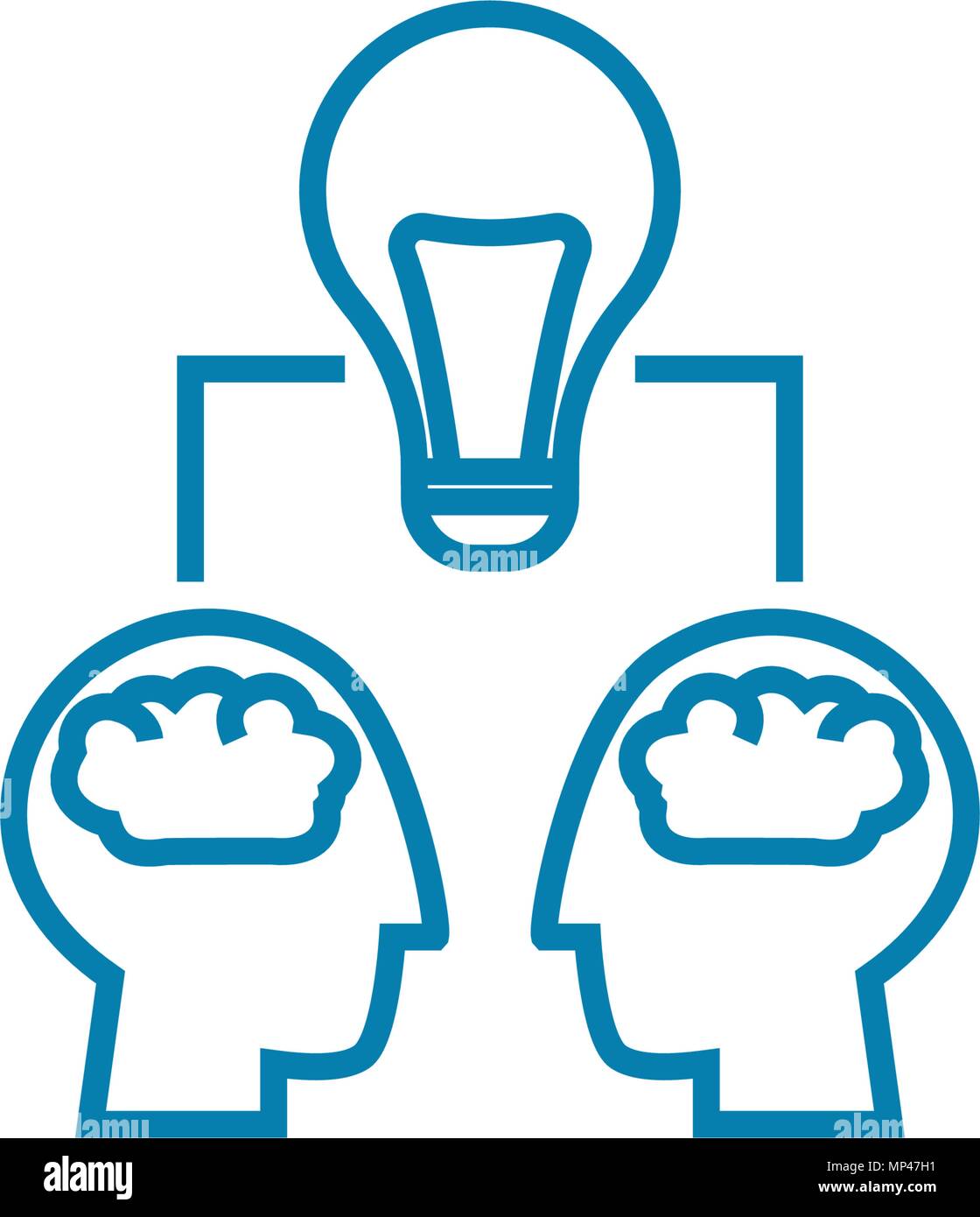 Project team work linear icon concept. Project team work line vector ...