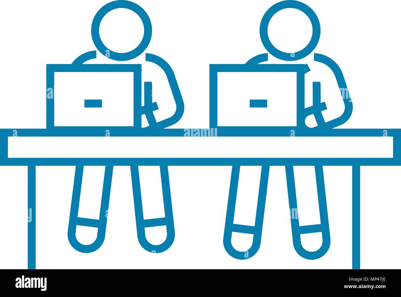 Pupils in classroom linear icon concept. Pupils in classroom line ...