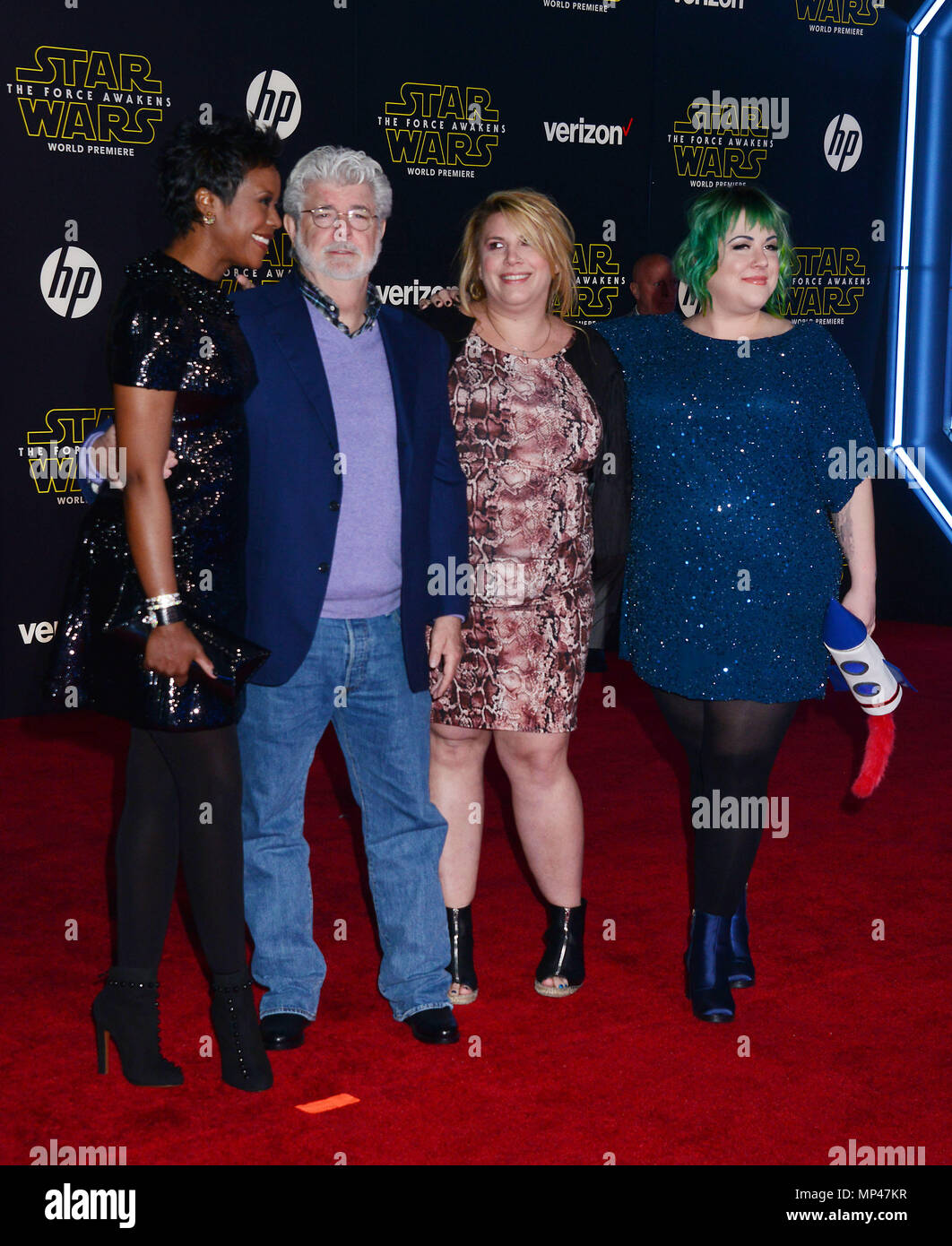 George Lucas, Mellody Hobson and daughters at the Star Wars The Force ...