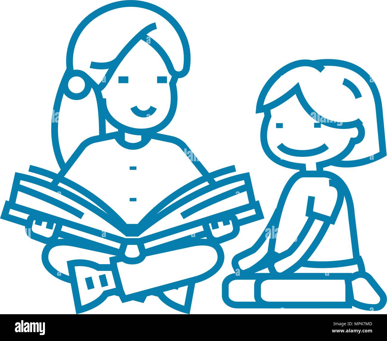 Reading fairy tales linear icon concept. Reading fairy tales line ...