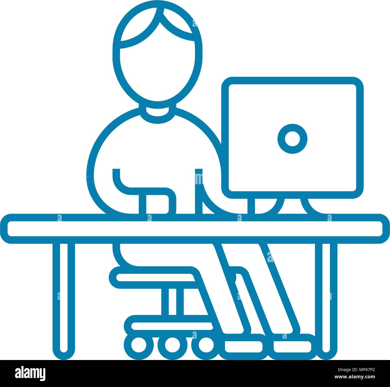 Rest at the computer linear icon concept. Rest at the computer line ...