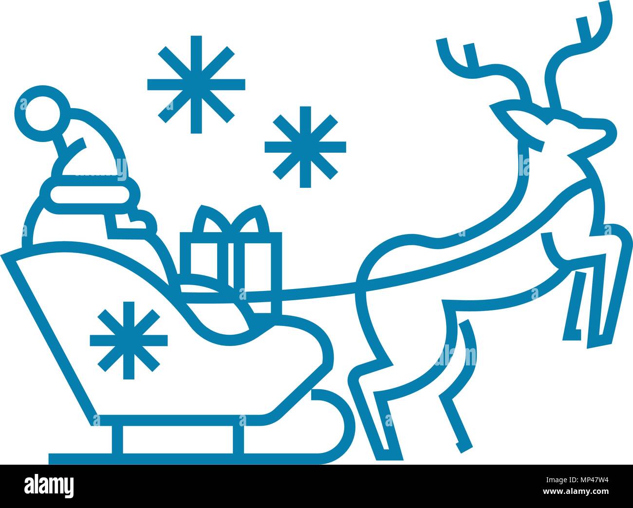 Santa's sleigh linear icon concept. Santa's sleigh line vector sign ...
