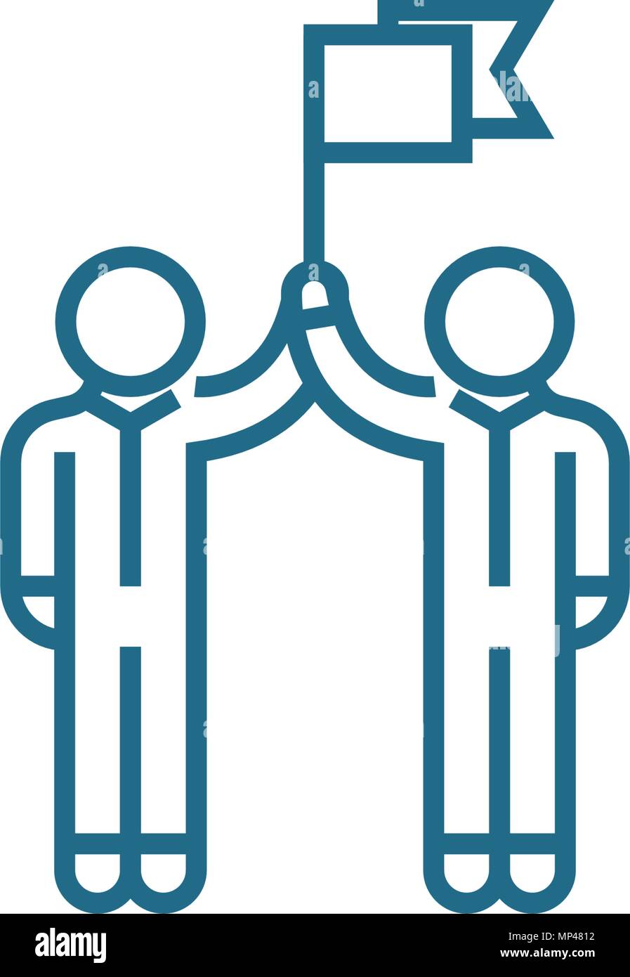 Shared success linear icon concept. Shared success line vector sign ...