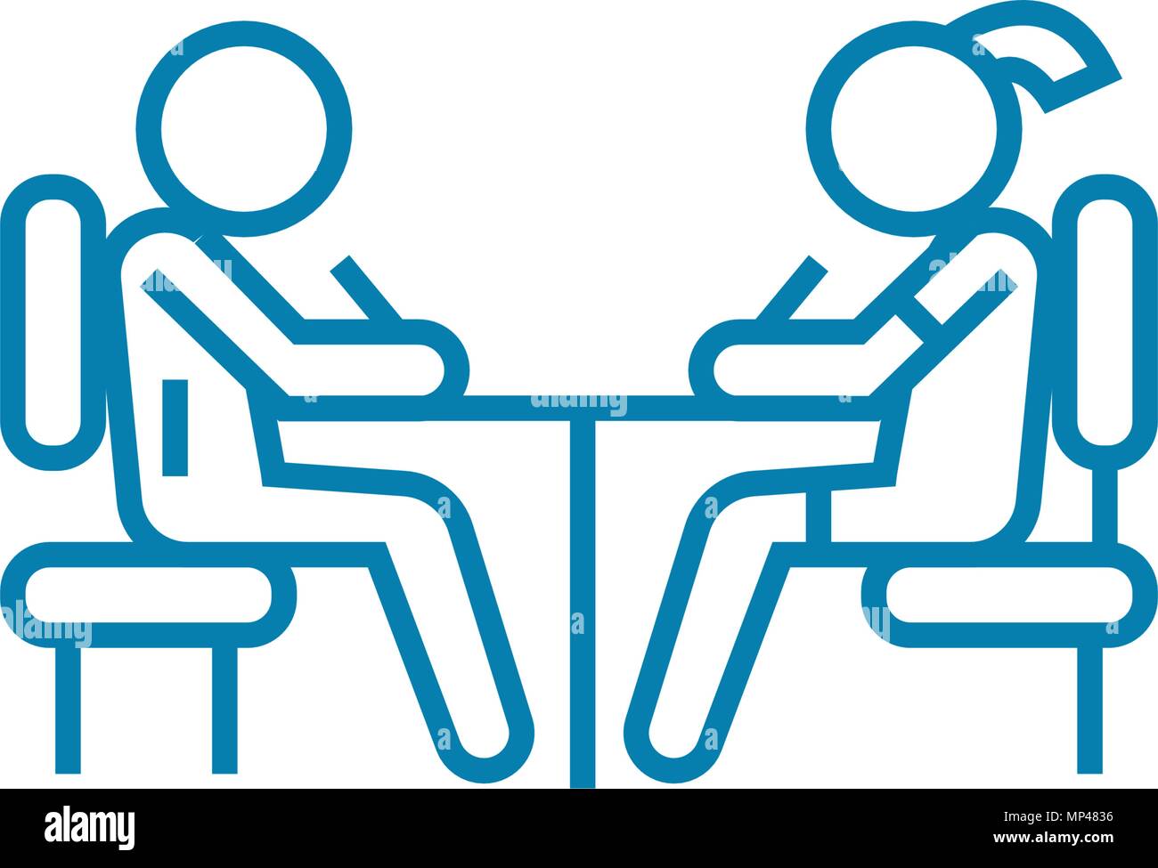 Signing the agreement linear icon concept. Signing the agreement line ...