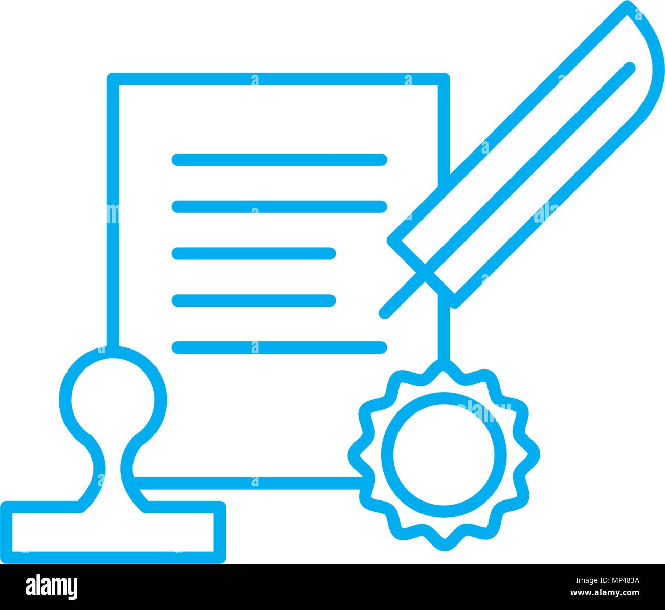 Signing the contract linear icon concept. Signing the contract line ...