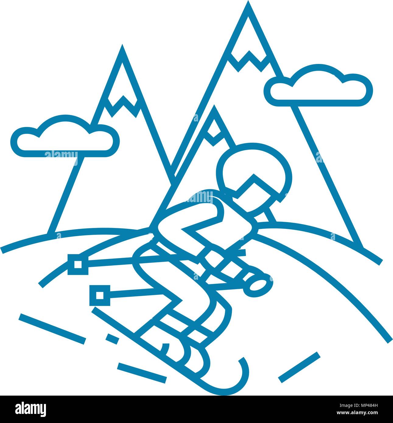 Skiing linear icon concept. Skiing line vector sign, symbol ...