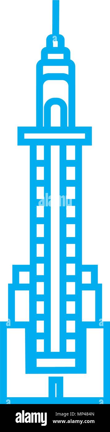 Skyscraper tower linear icon concept. Skyscraper tower line vector sign ...