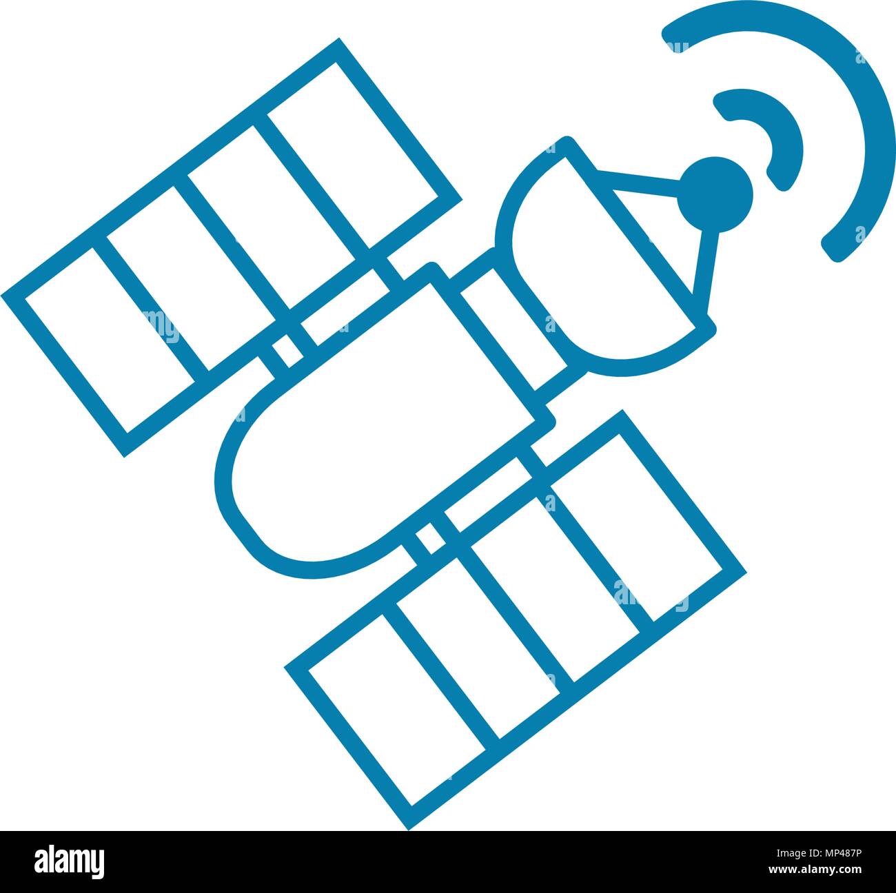 Space satellite linear icon concept. Space satellite line vector sign ...