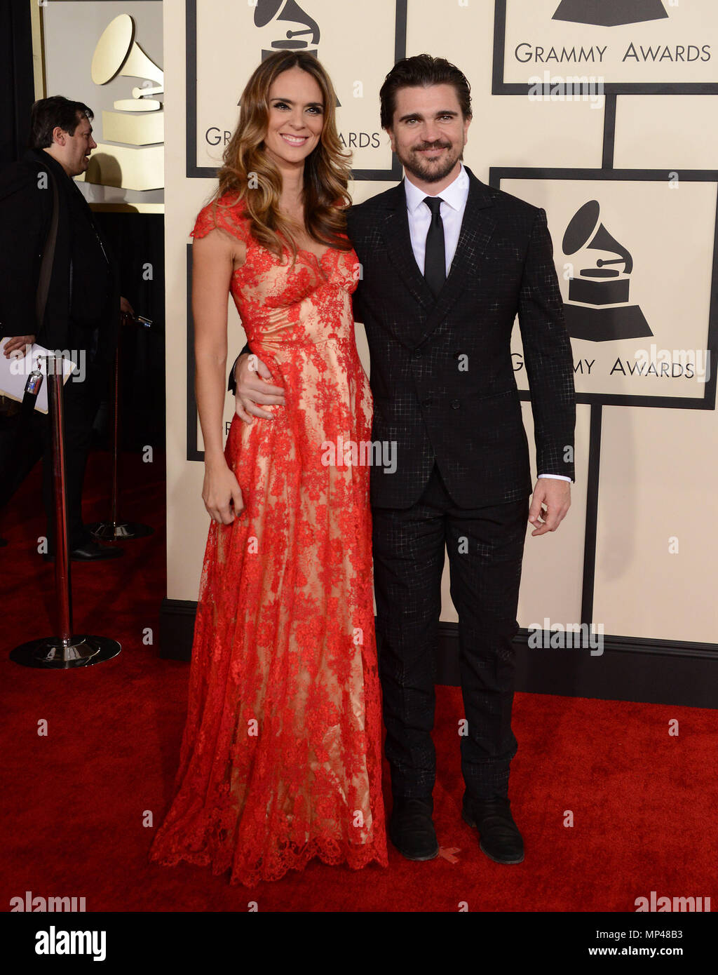 Juanes and wife 343 at the 57th Annual GRAMMY Awards at the Staples ...
