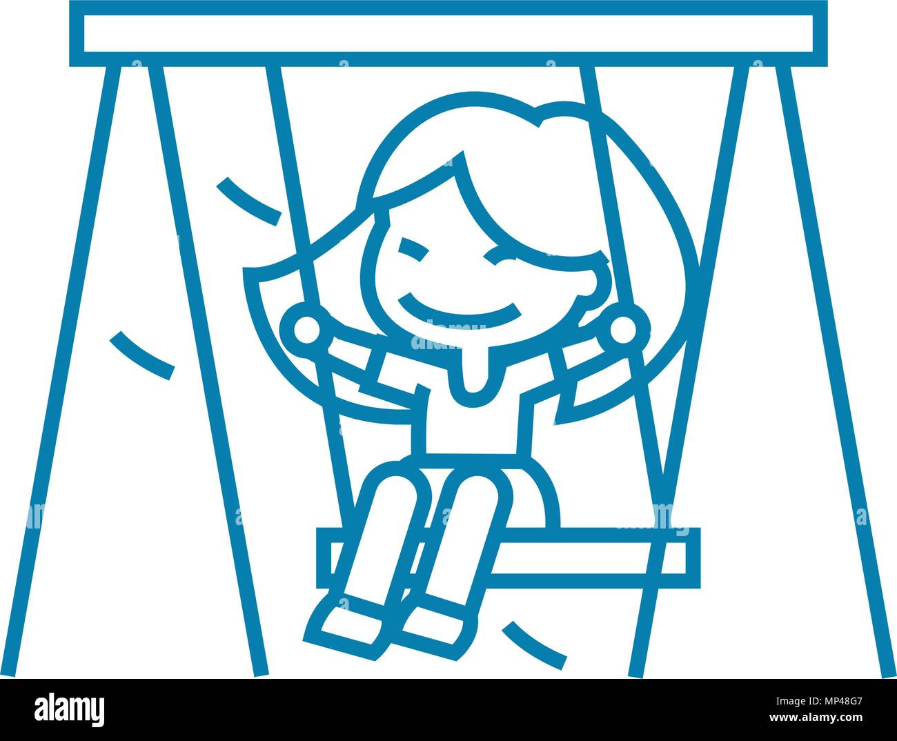 Swinging on a swing linear icon concept. Swinging on a swing line ...