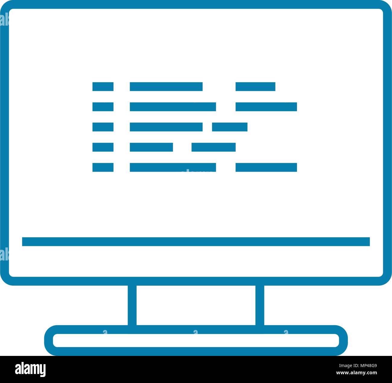 Switched on monitor linear icon concept. Switched on monitor line ...