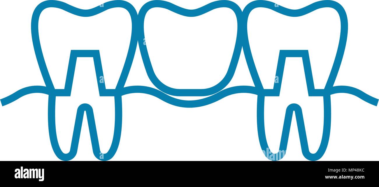 Teeth restoration linear icon concept. Teeth restoration line vector ...