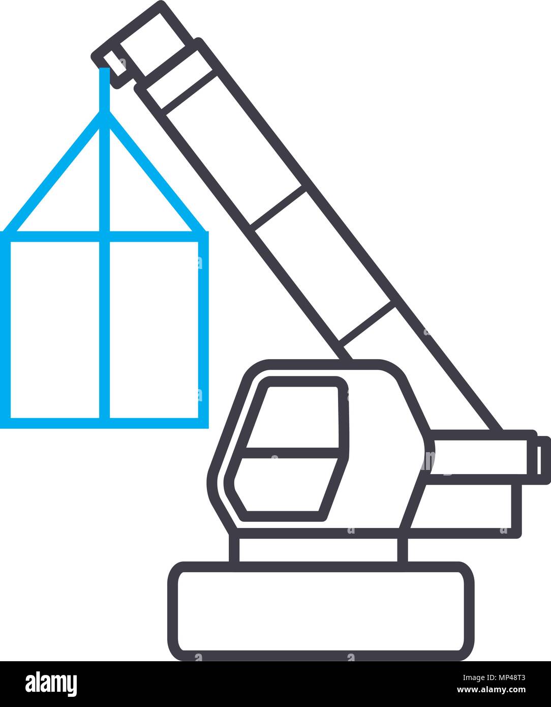 Truck crane linear icon concept. Truck crane line vector sign, symbol ...