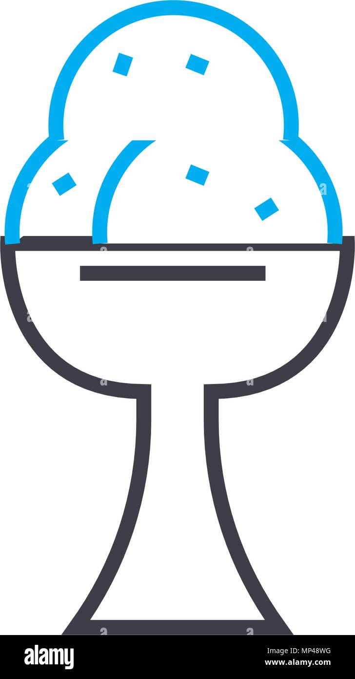 Vanilla icecream linear icon concept. Vanilla icecream line vector sign ...