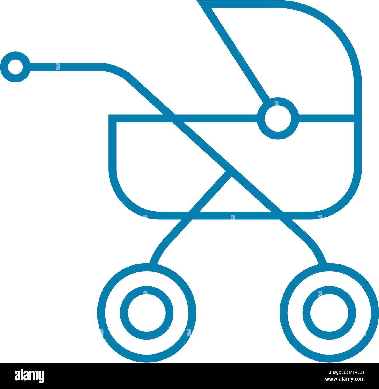 Walking with child linear icon concept. Walking with child line vector ...