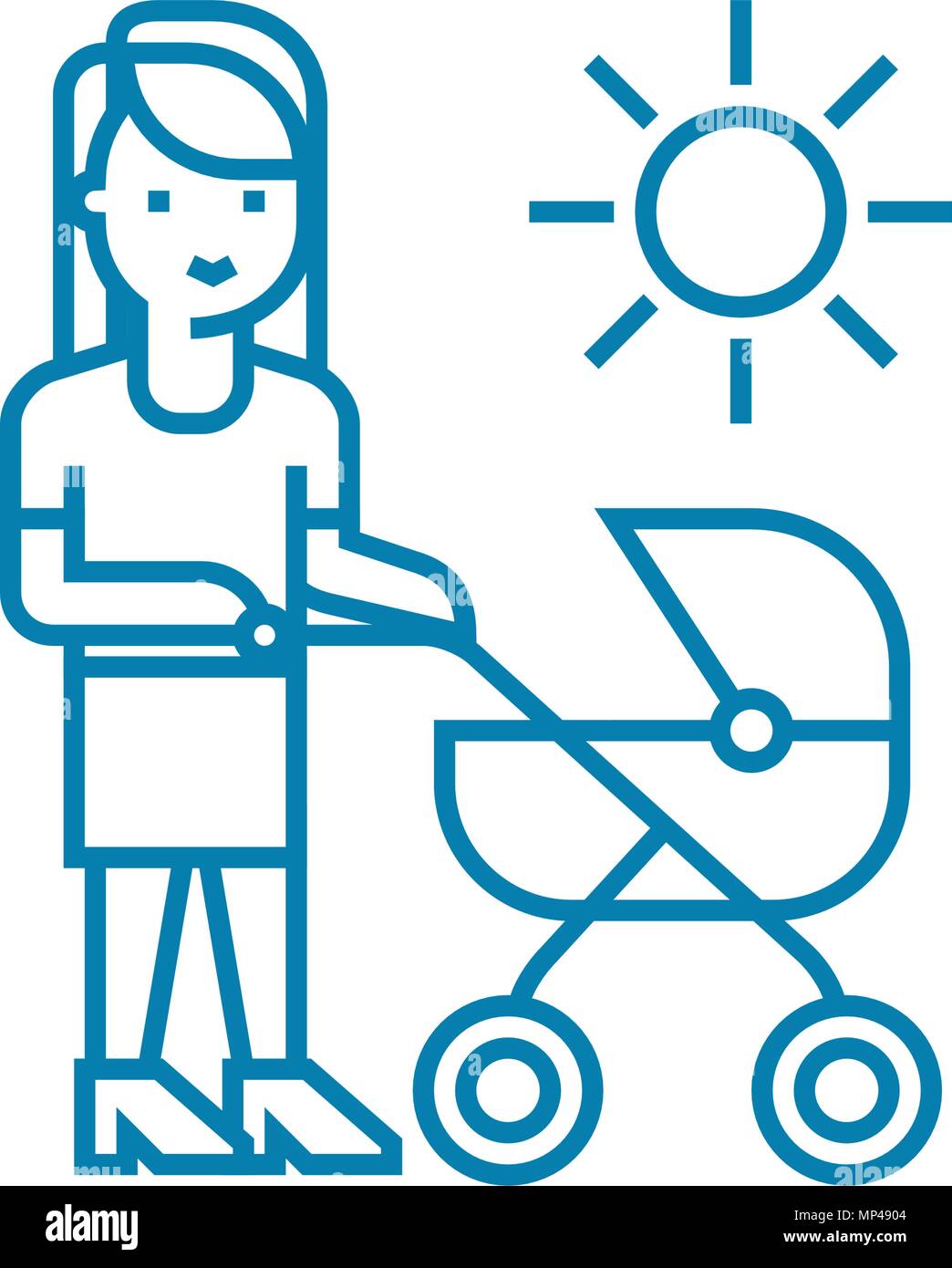 Walking with mom linear icon concept. Walking with mom line vector sign ...