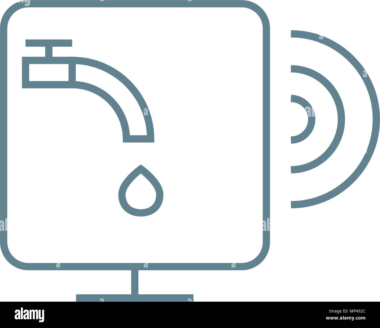 Water supply system management linear icon concept. Water supply system ...