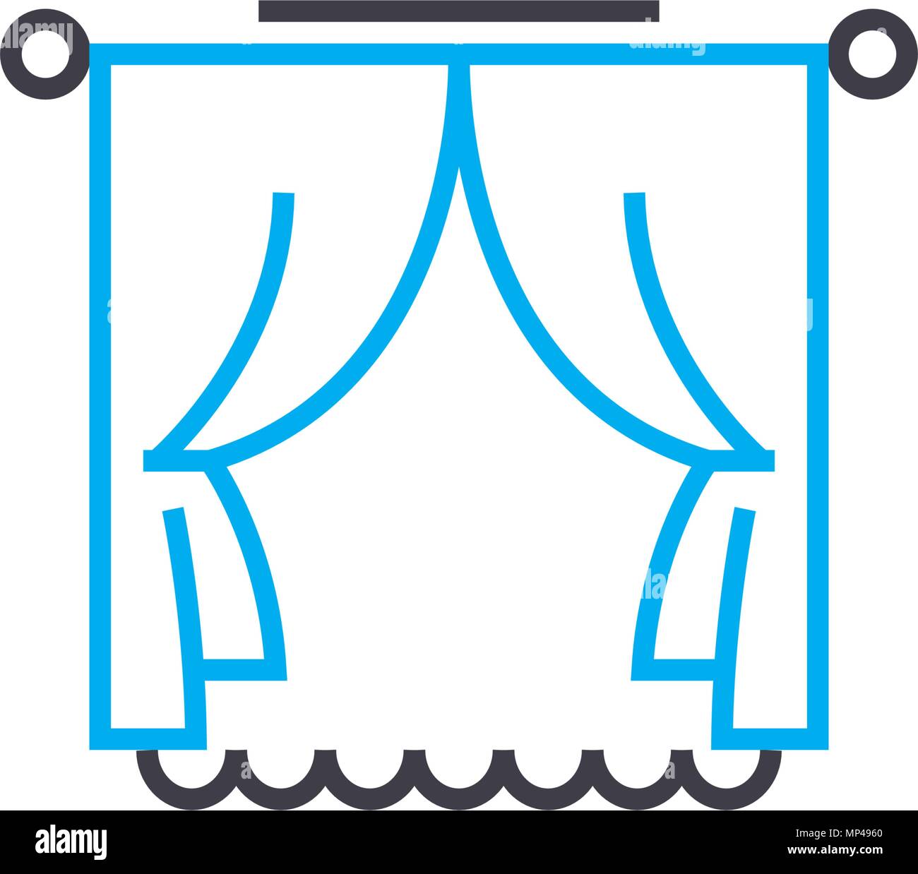 Window curtains linear icon concept. Window curtains line vector sign ...