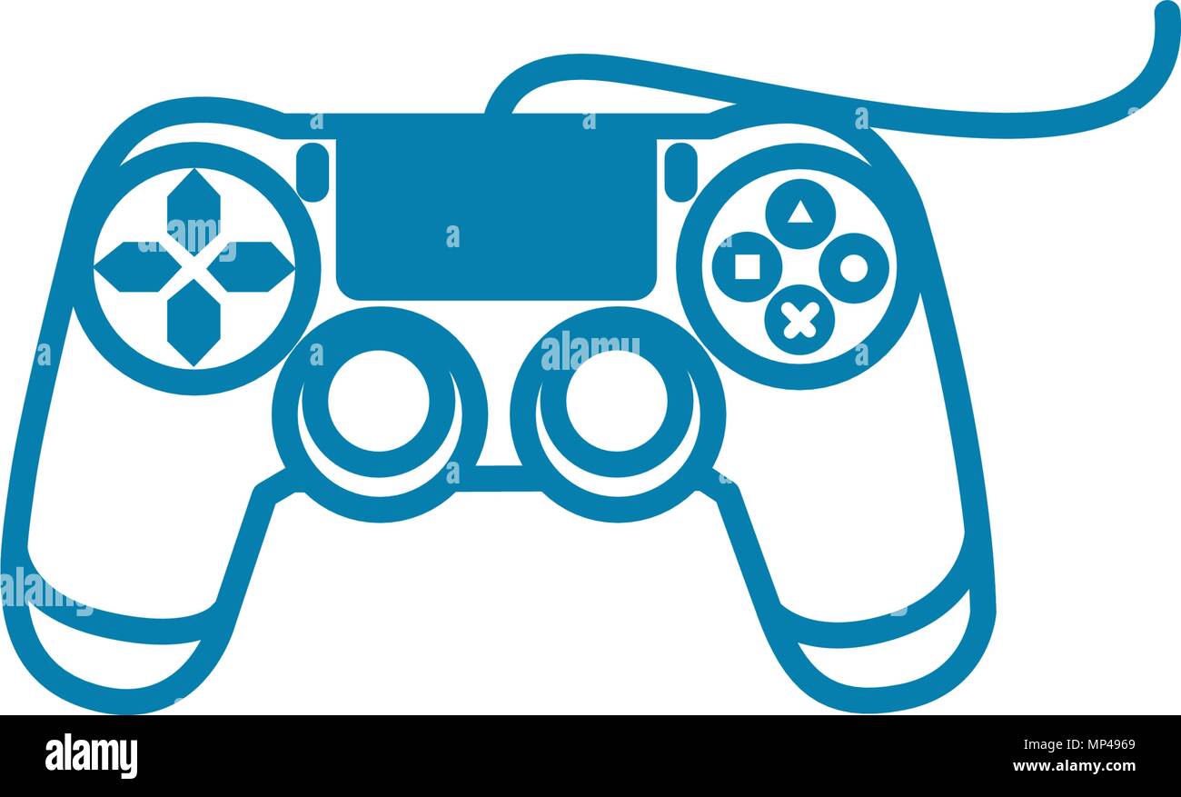 Wired gamepad linear icon concept. Wired gamepad line vector sign ...