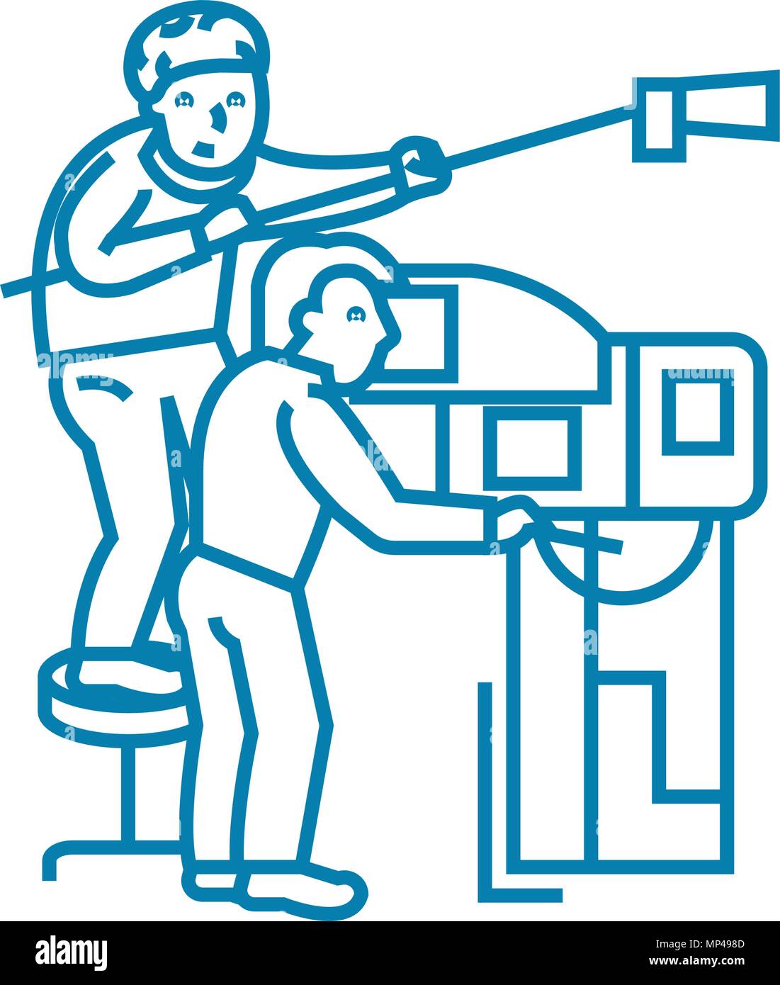 Work on tv linear icon concept. Work on tv line vector sign, symbol ...