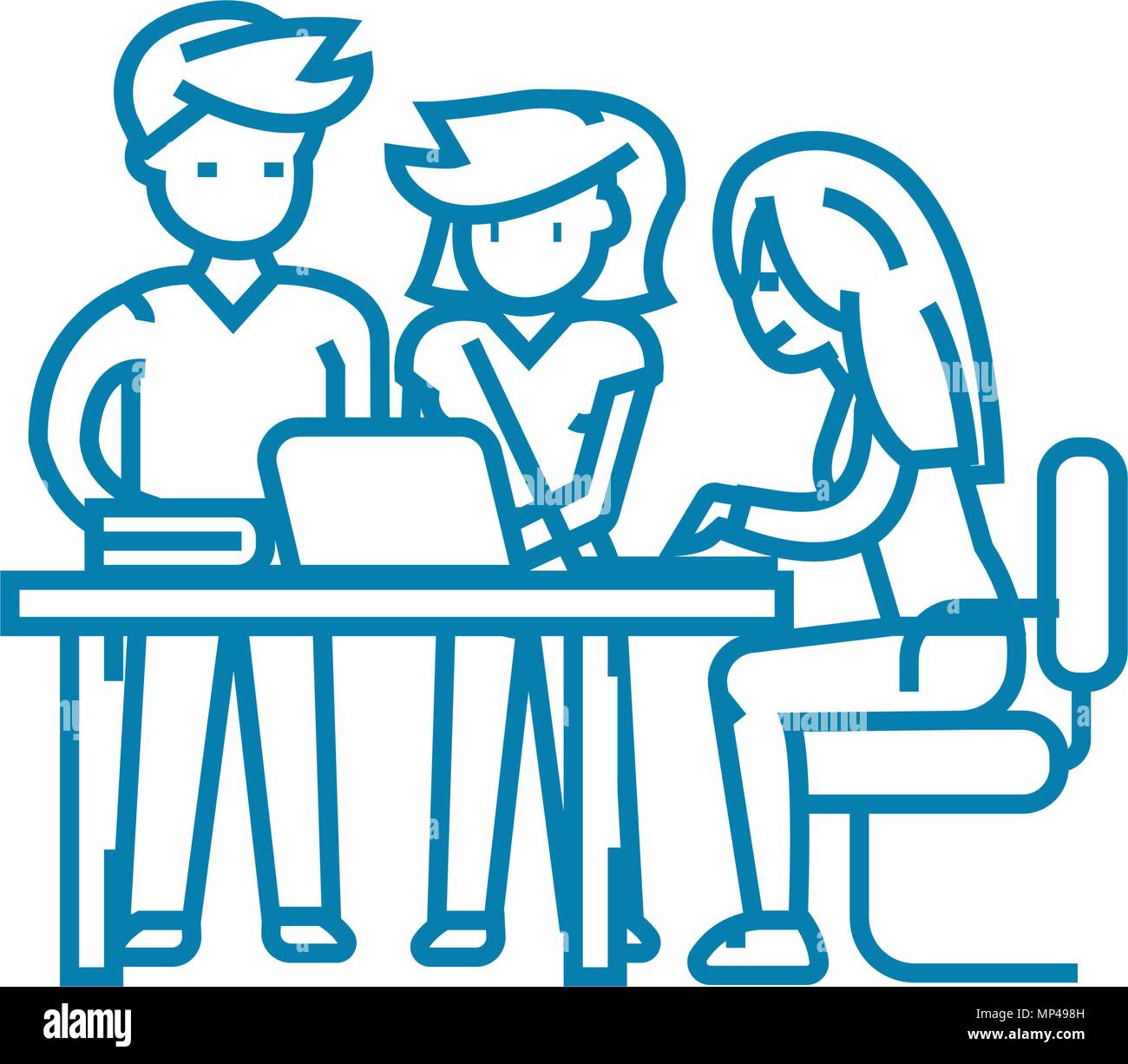 Work with clients linear icon concept. Work with clients line vector ...