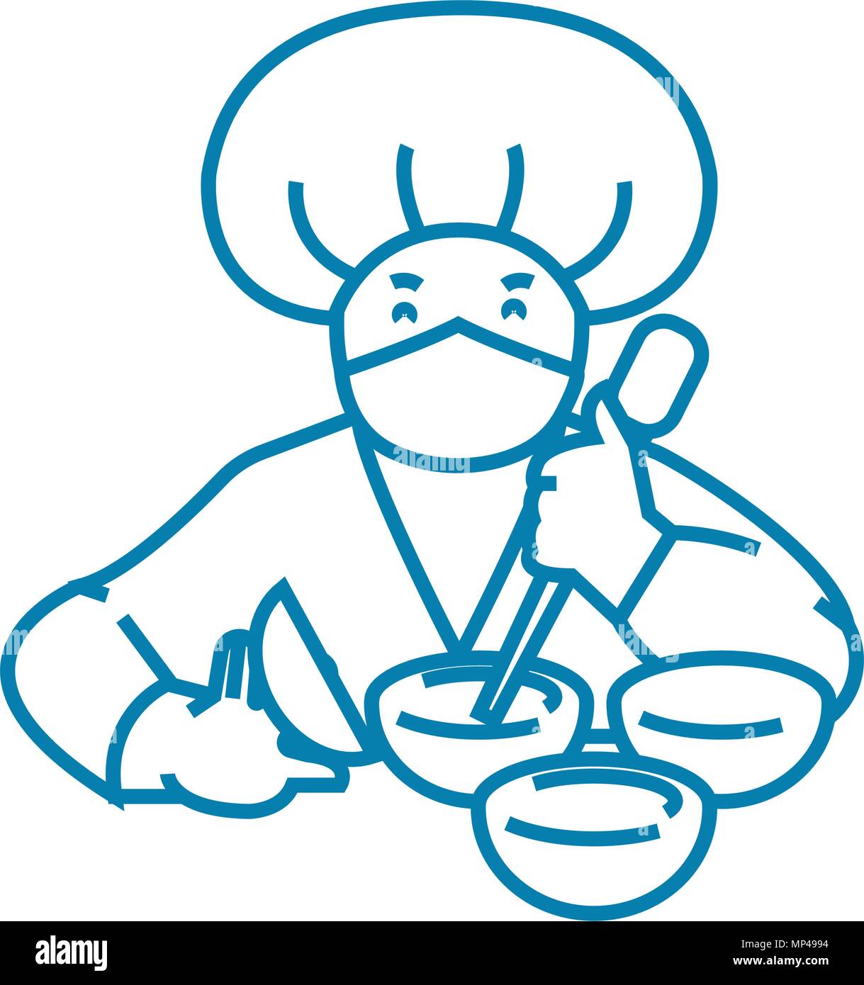 Working as a cook linear icon concept. Working as a cook line vector ...