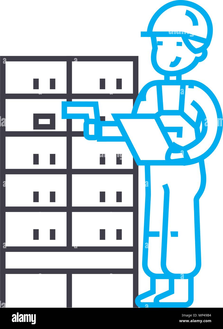 Working documentation engineer linear icon concept. Working ...