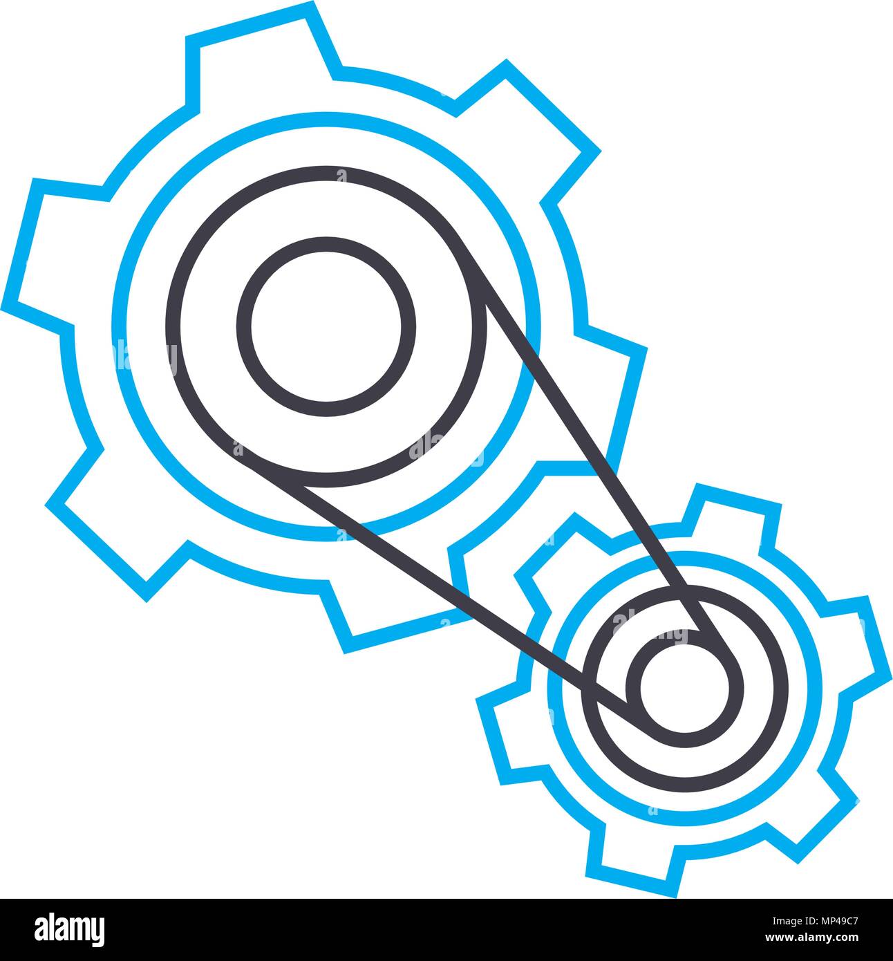 Working mechanism system linear icon concept. Working mechanism system ...