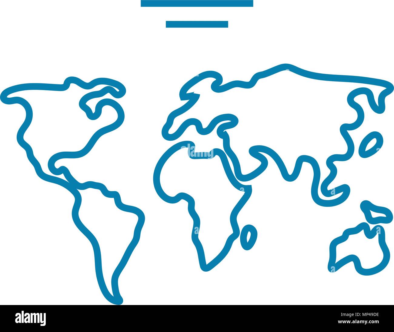 World map linear icon concept. World map line vector sign, symbol ...