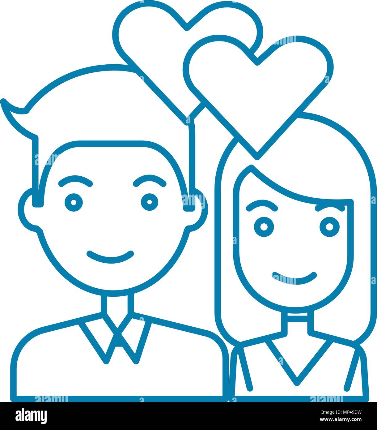 Young couple linear icon concept. Young couple line vector sign, symbol ...
