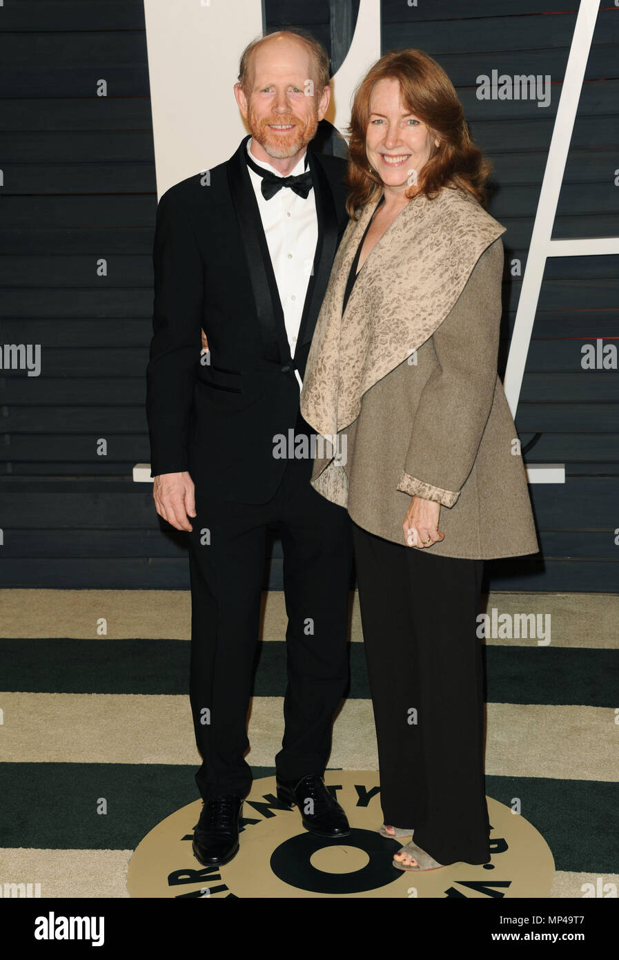 Ron Howard and wife at the 2015 Vanity Fair Oscars party at the Wallis ...