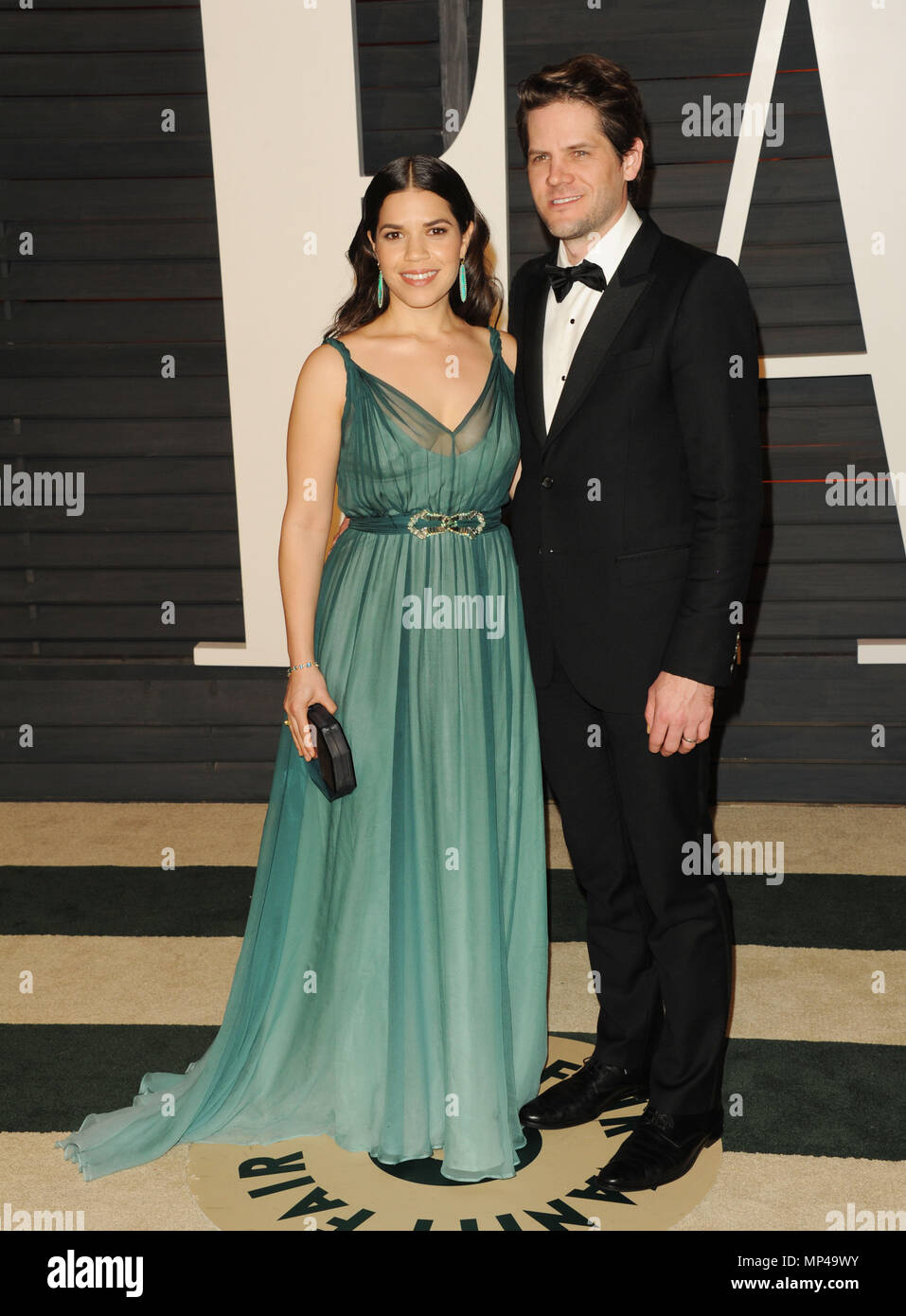 Ryan Piers Williams, America Ferrera at the 2015 Vanity Fair Oscars ...