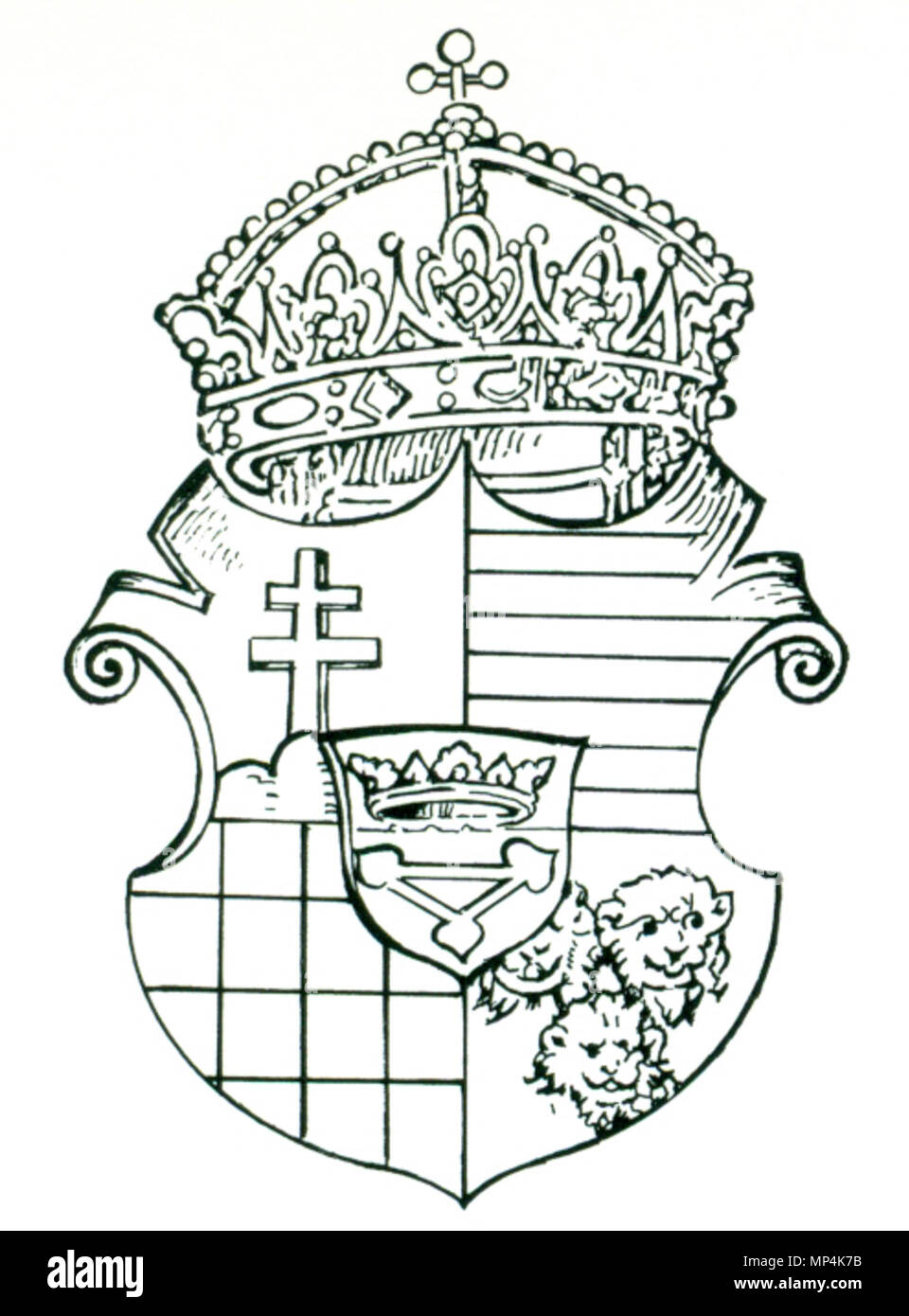 The Hungarian coat-of-arms with the Holy Crown of Hungary from the map ...
