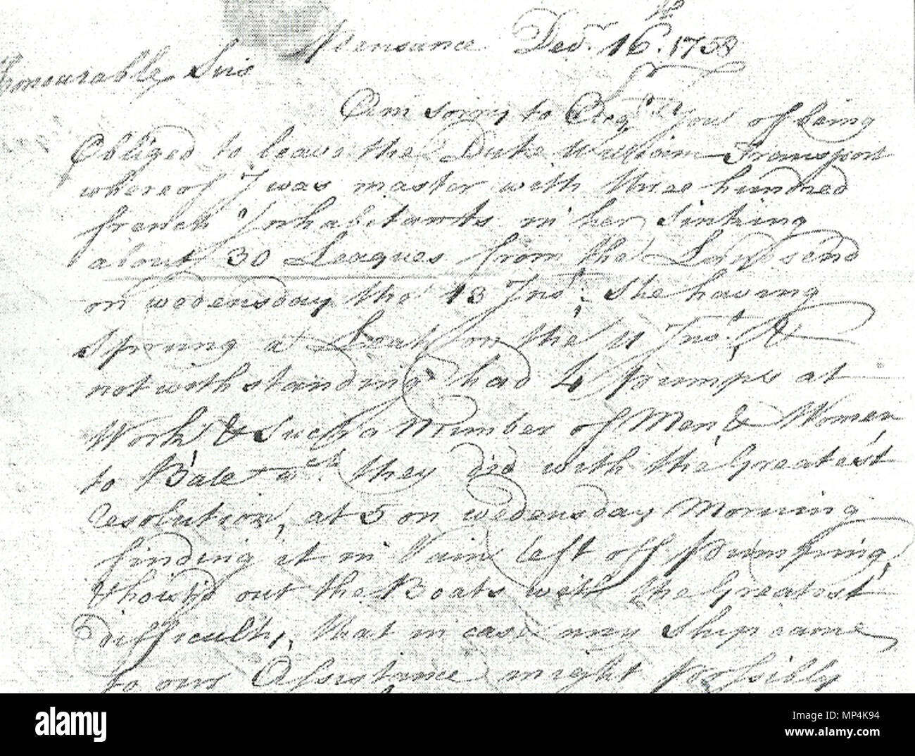 807 Lettre William Nichols 16 décembre 1758 Stock Photo - Alamy