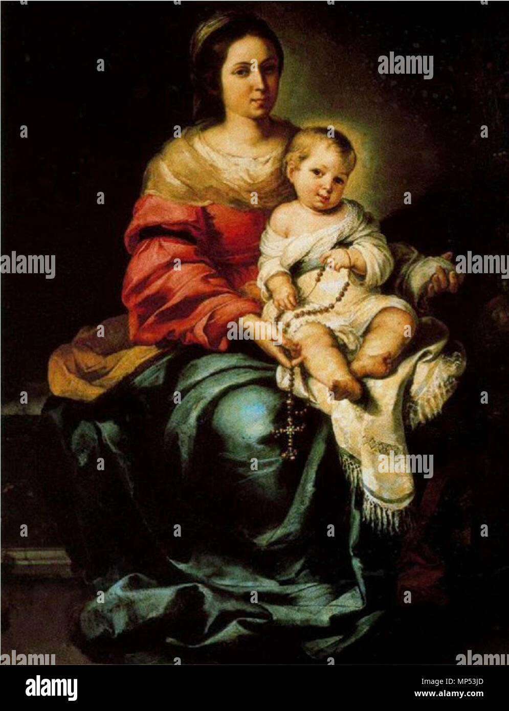 Virgin and Child, with rosary . English: Virgin and Child with rosary ...