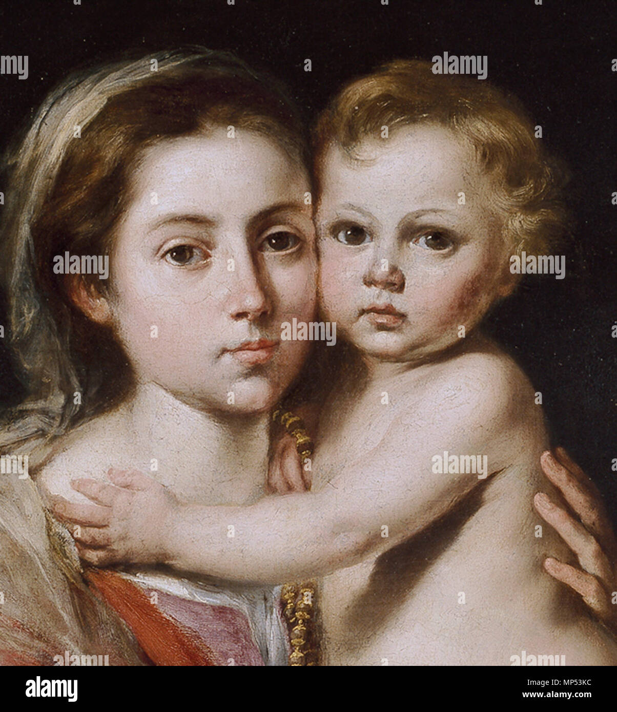 Spanish: La Virgen del Rosario (detalle) Virgin and Child with a Rosary ...