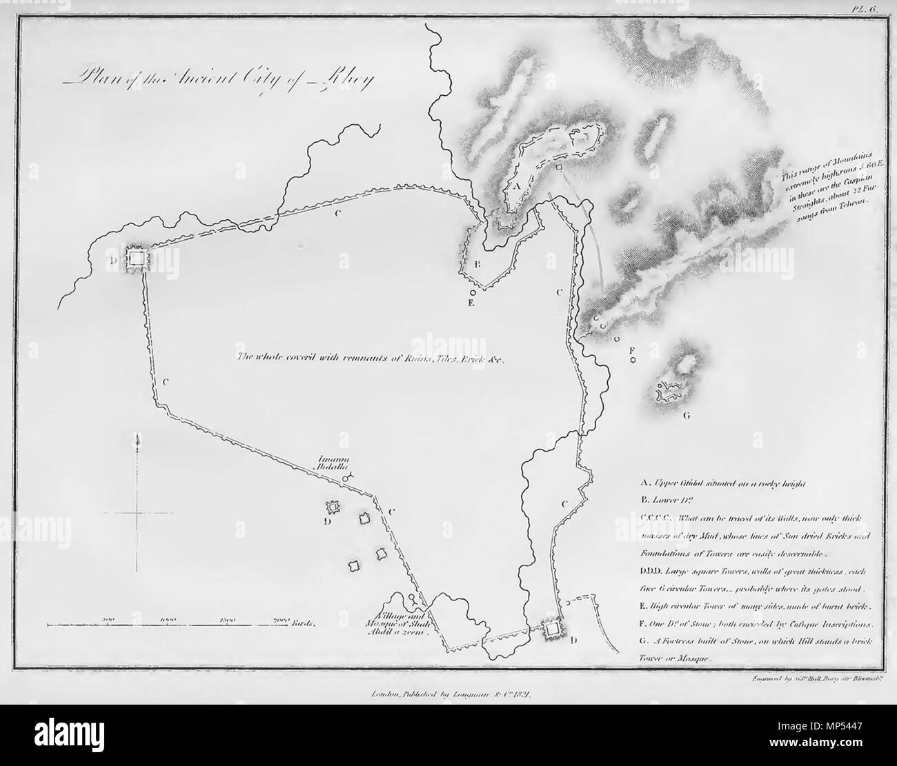 . Map of Ray . 1818. Sir Robert Ker Porter (died 1842) 1059 Rey map by ...