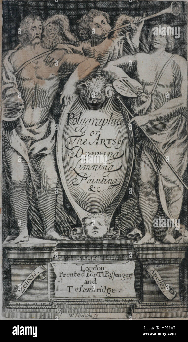 Title page engraving . English: Title page engraving, from Polygraphice ...