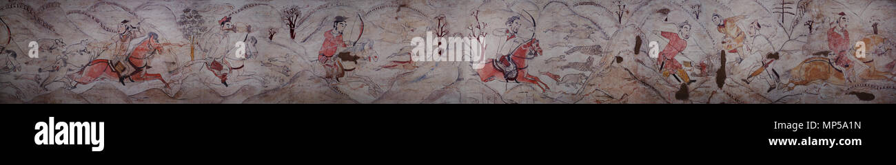 . English: Mural from a tomb of Northern Qi Dynasty in Jiuyuangang ...